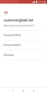 How to set up Bell email on my Alcatel smartphone