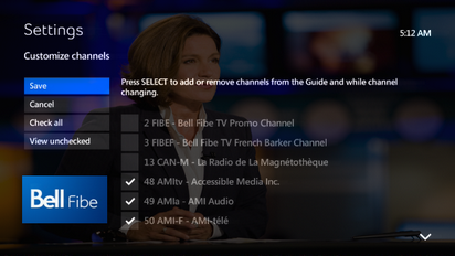 How to customize the channel guide on Fibe TV