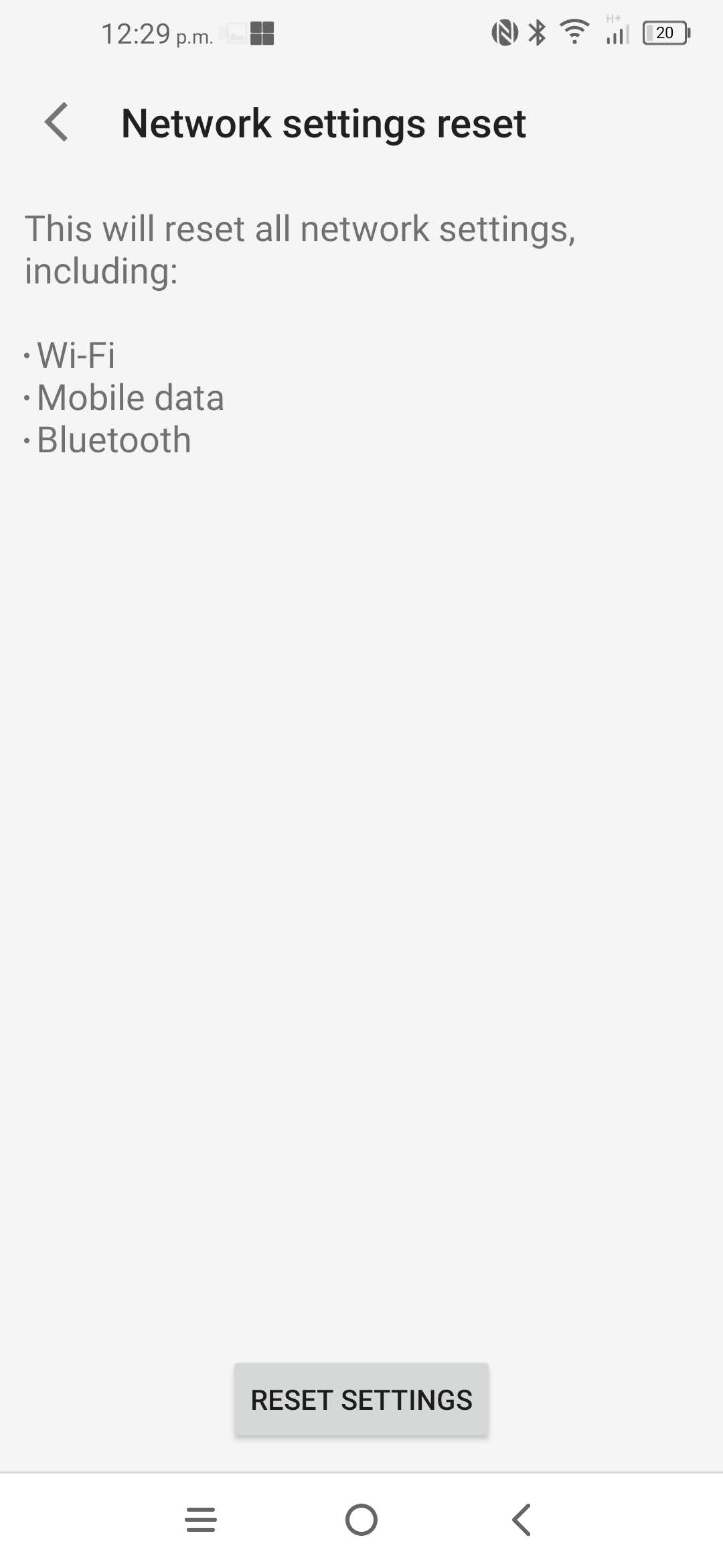 How to reset the network settings on my TCL smartphone
